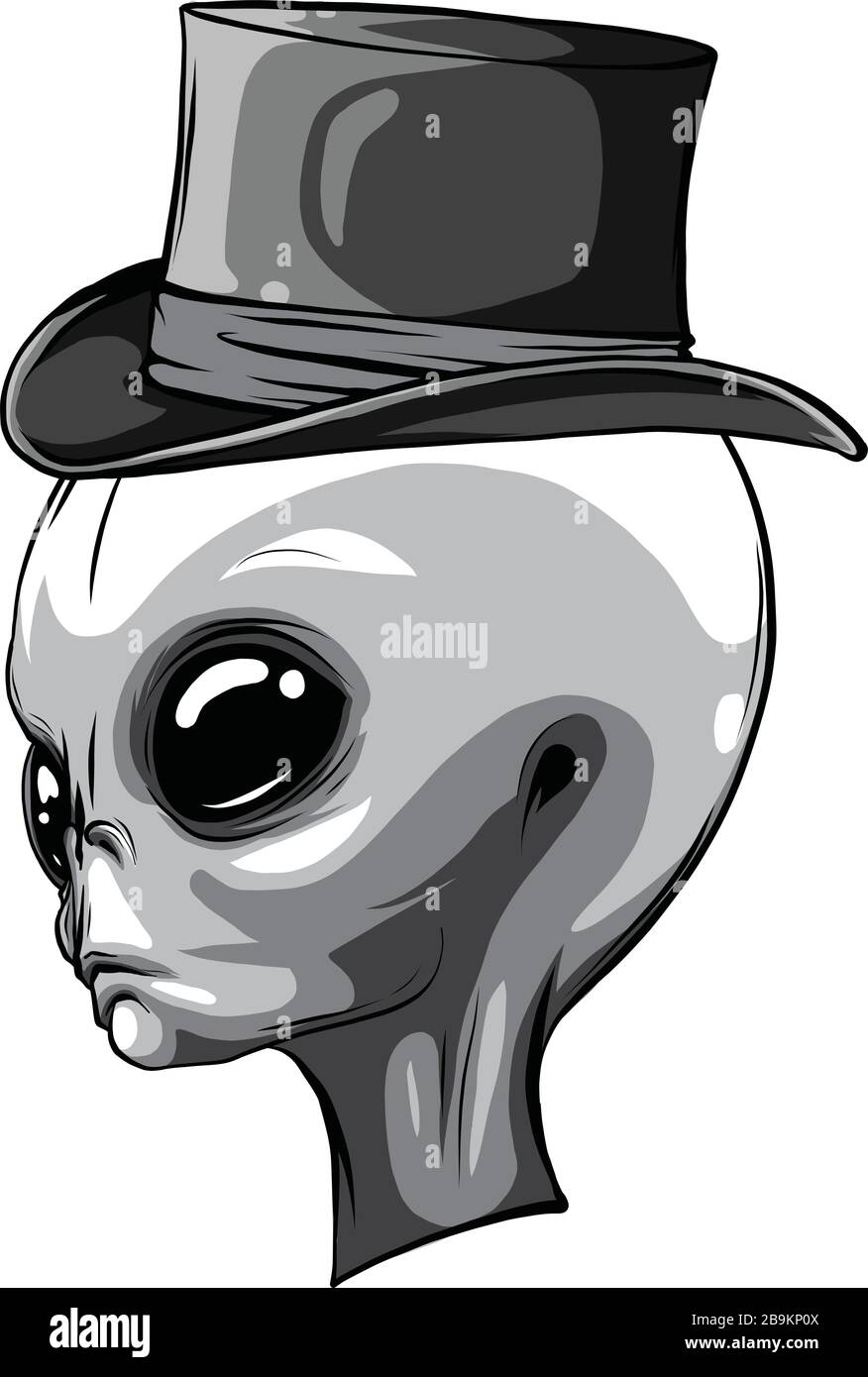 Alien head monochrome isolated on white background Stock Vector Image ...