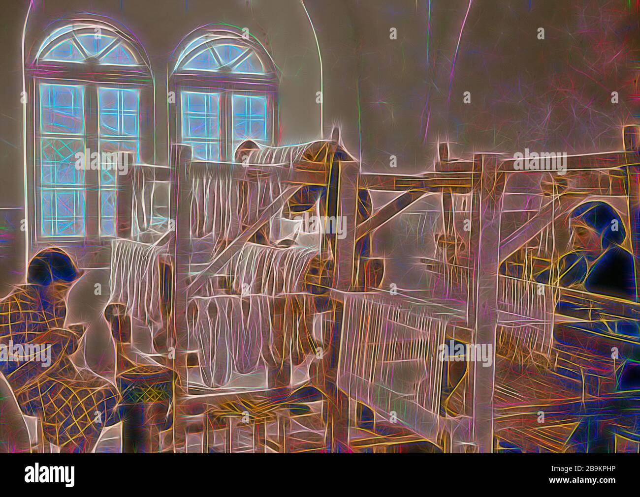 Women's Institute, One of the weaving rooms, 2 looms. 1934, Jerusalem ...