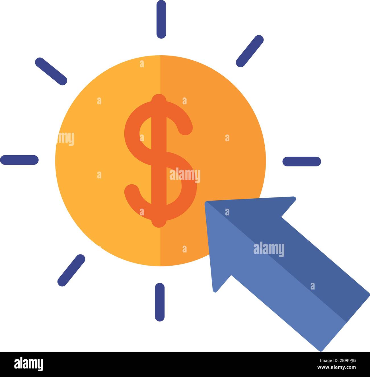 coin with arrow cursor payment online flat style Stock Vector Image ...