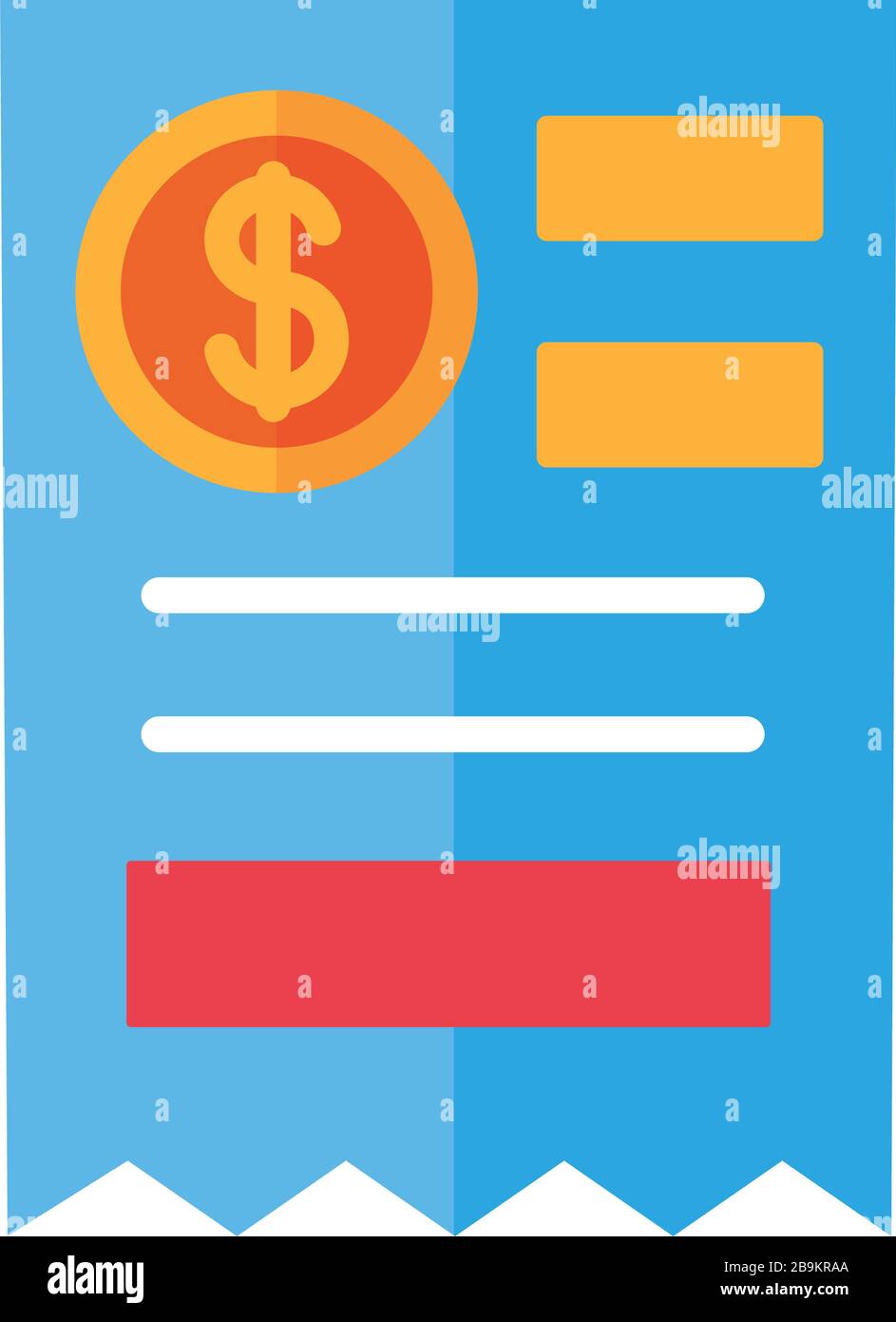 coin money dollar in paper receipt payment online flat style Stock ...