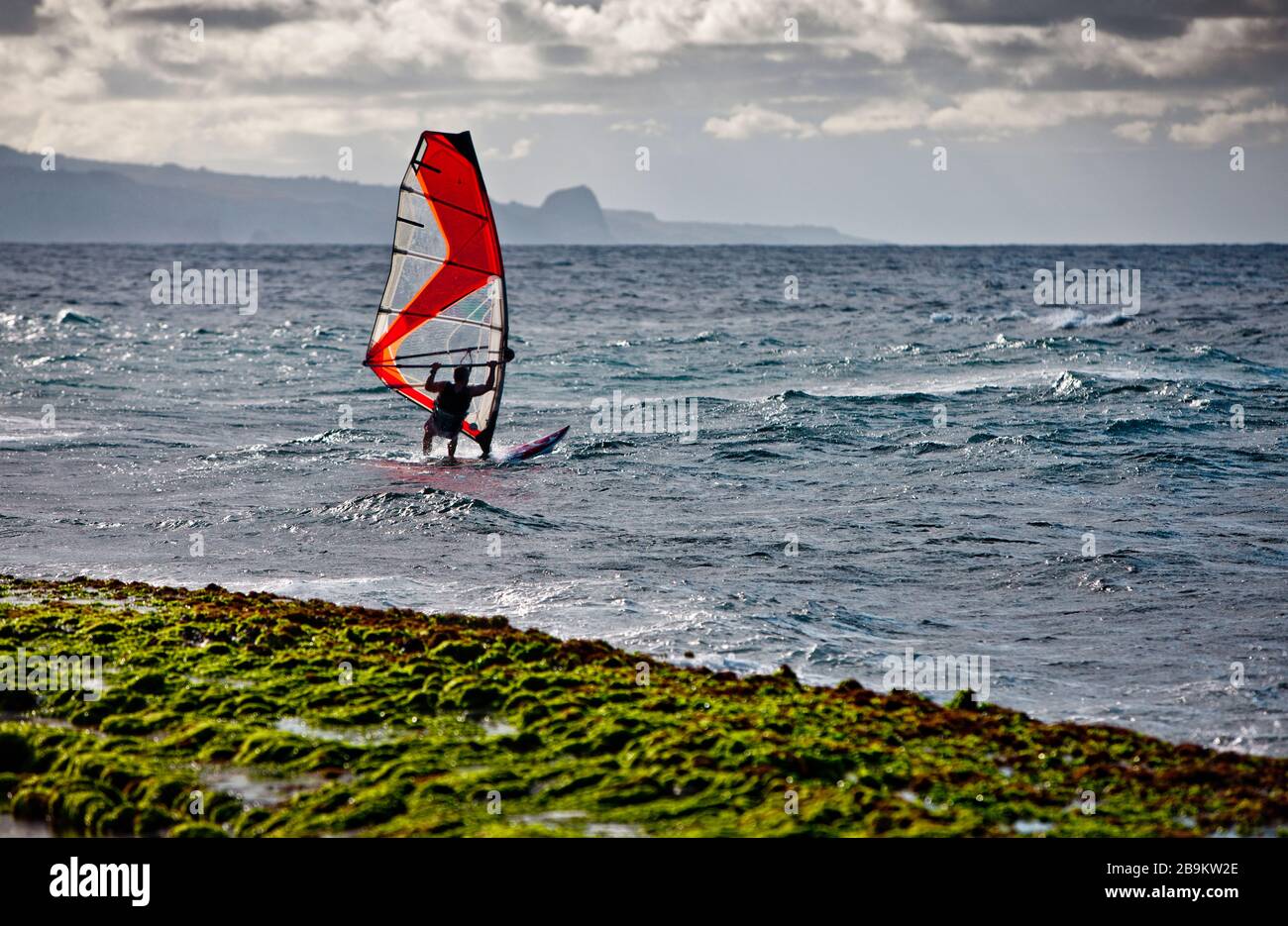 Windsurfer having fun on the ocean during a windy day Stock Photo - Alamy