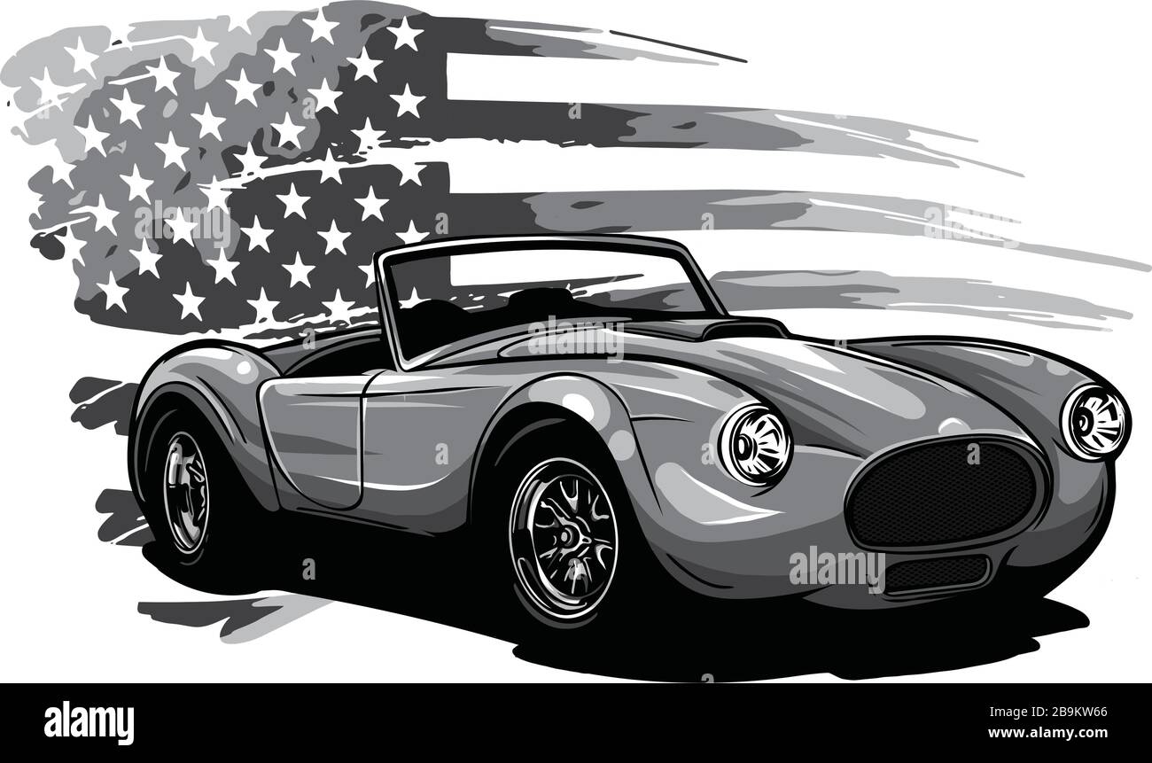 vector graphic design illustration of an American muscle car Stock ...