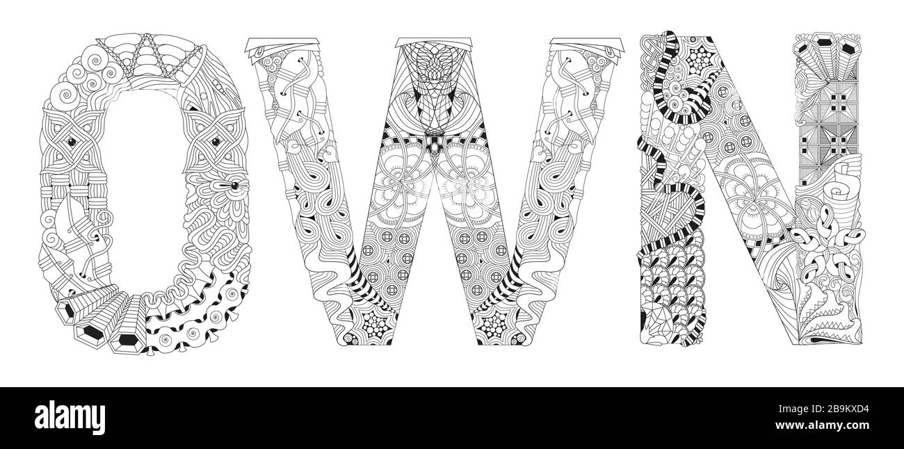 Word own for coloring. Vector decorative zentangle object Stock Vector ...