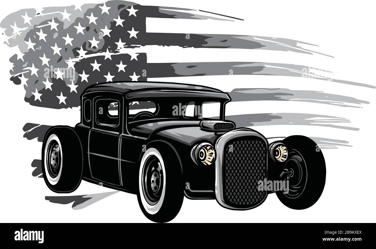 vector graphic design illustration of an American muscle car Stock ...
