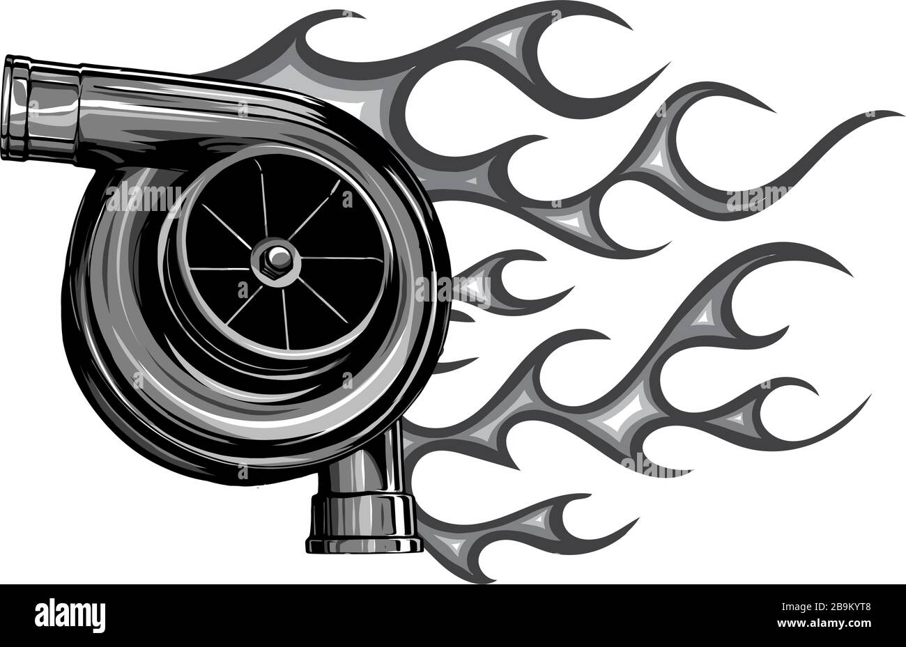 Vector illustration turbo charger with flames design Stock Vector Image ...