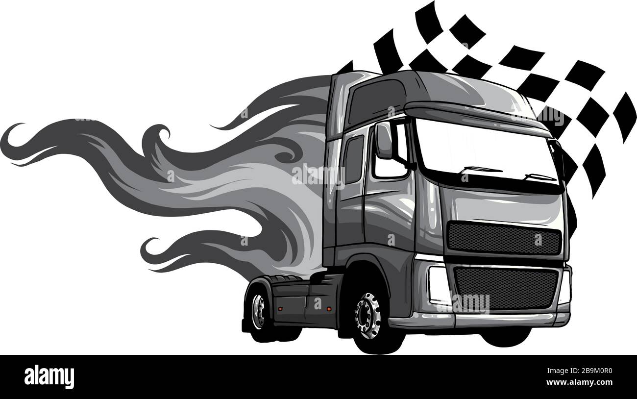 monochromatic Vector Cartoon Semi Truck. vector illustration design ...