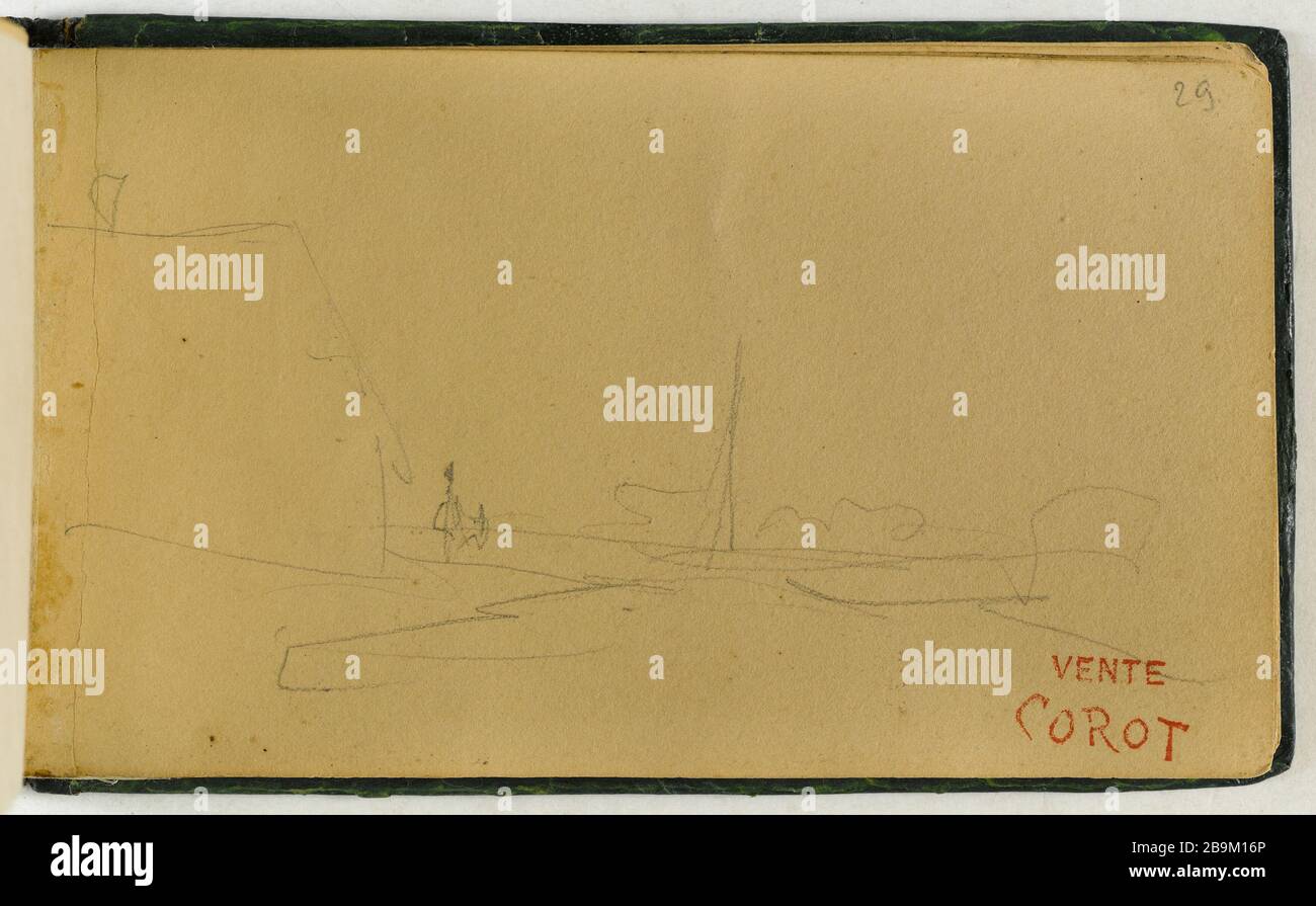 BOOK OF THE DRAWINGS OF DRAWING: LANDSCAPE AND STAMP RED SALE COROT ...