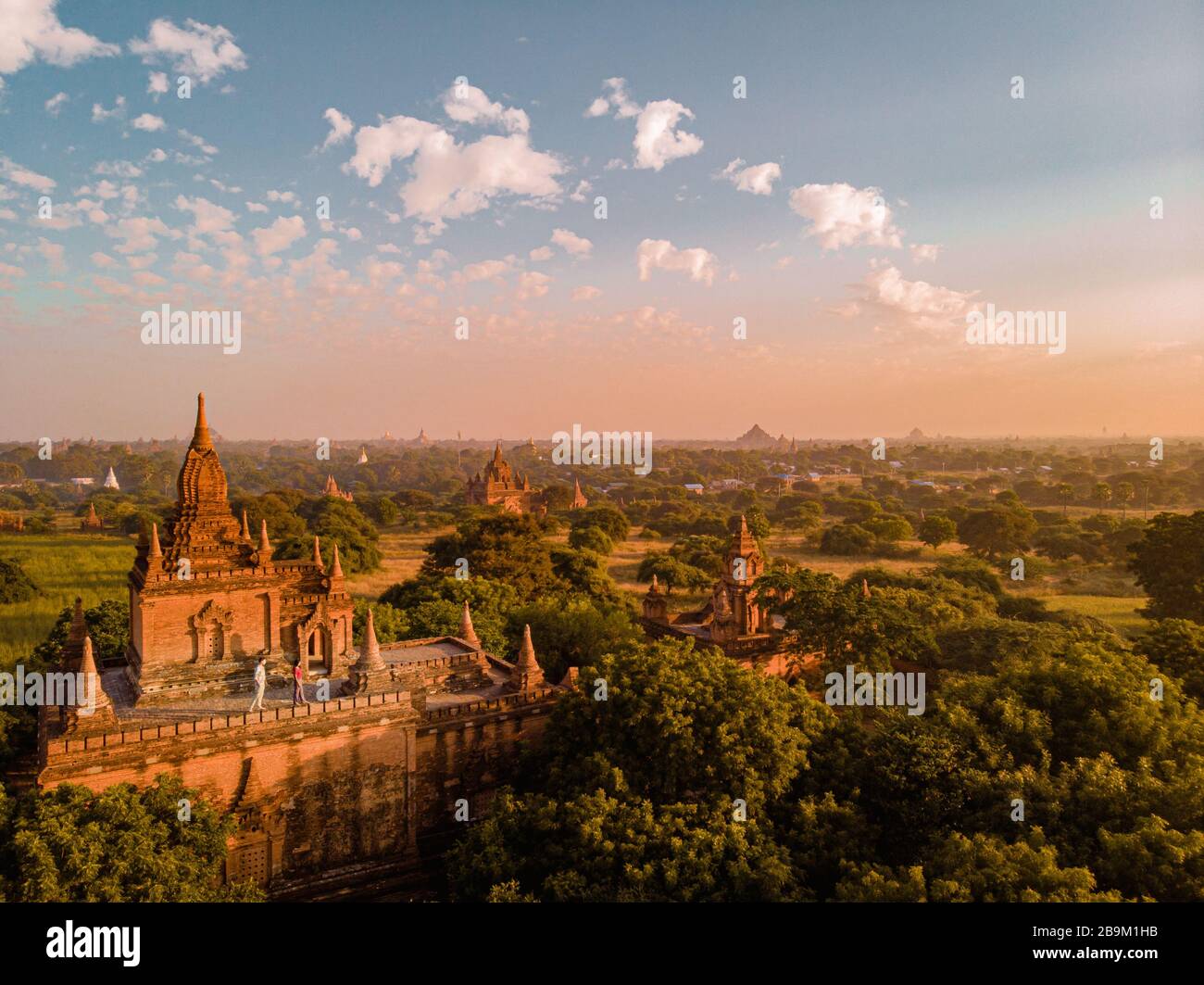 Myanmar, couple sunrise Bagan, men woman sunset Bagan .old city of ...