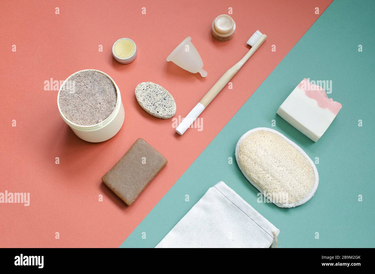 Set of everyday care of ecological products. Zero waste concept. Flat ...