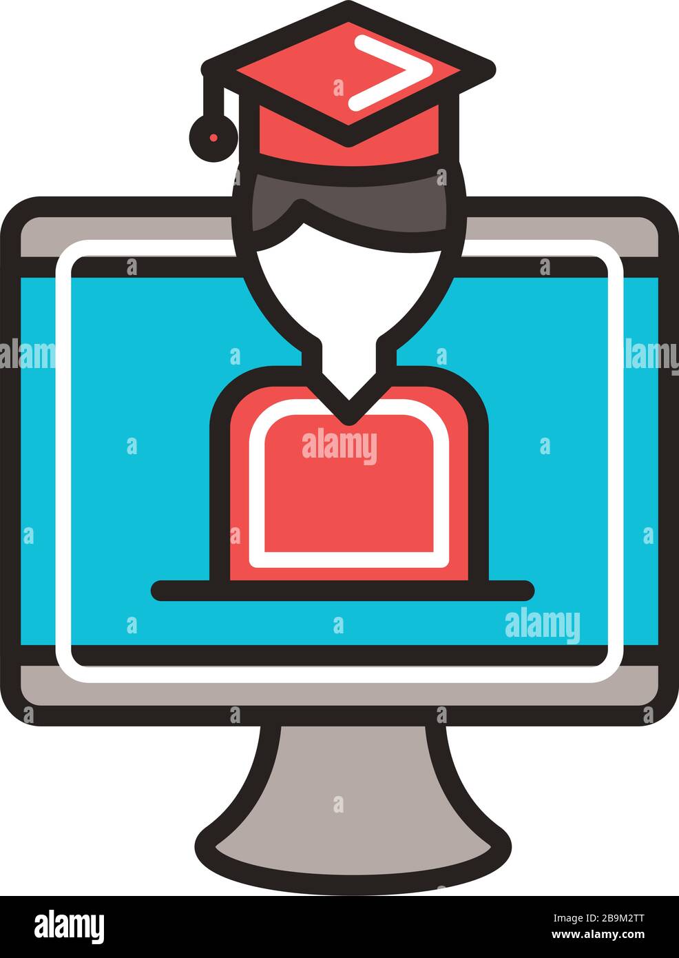 desktop with student graduated line and fill style Stock Vector Image ...