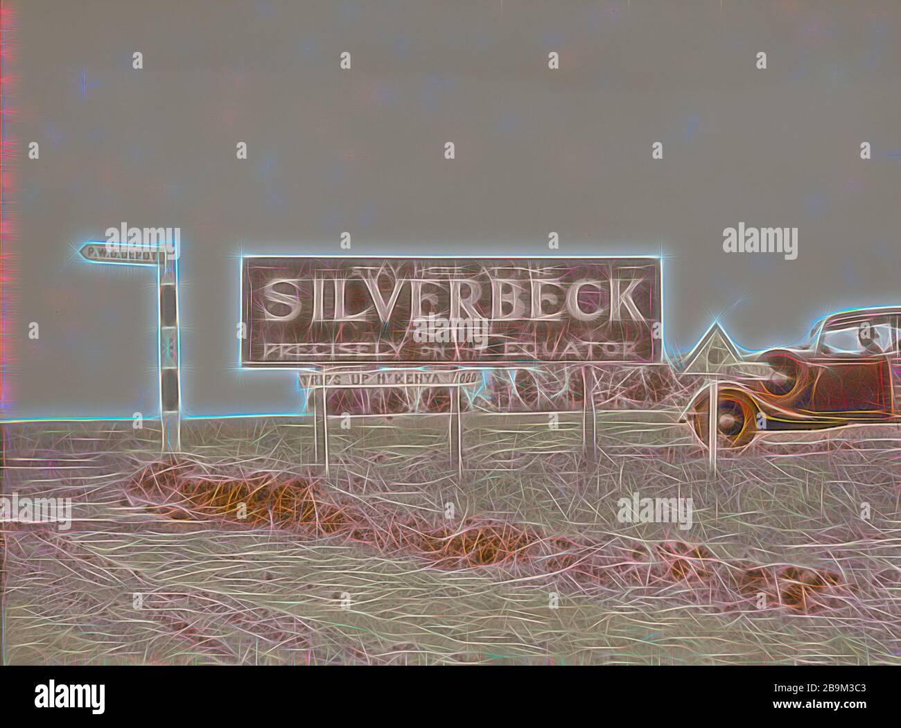 Kenya Colony. Nanyuki District. Sign board precisely on the equator ...