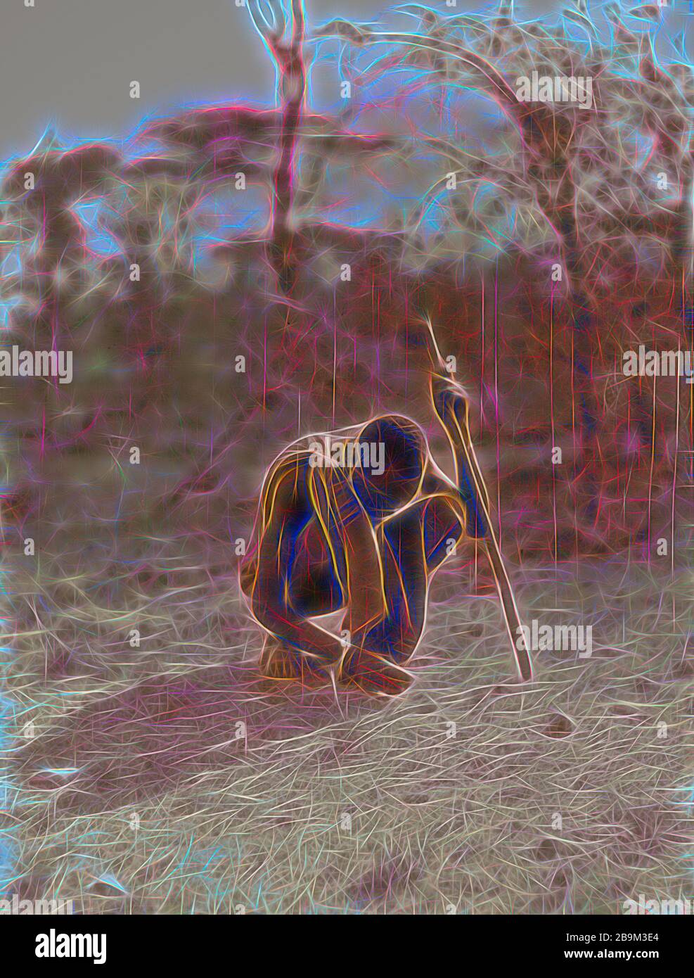 Kenya Colony. Namanga, southern game reserve. Native tracker studying ...