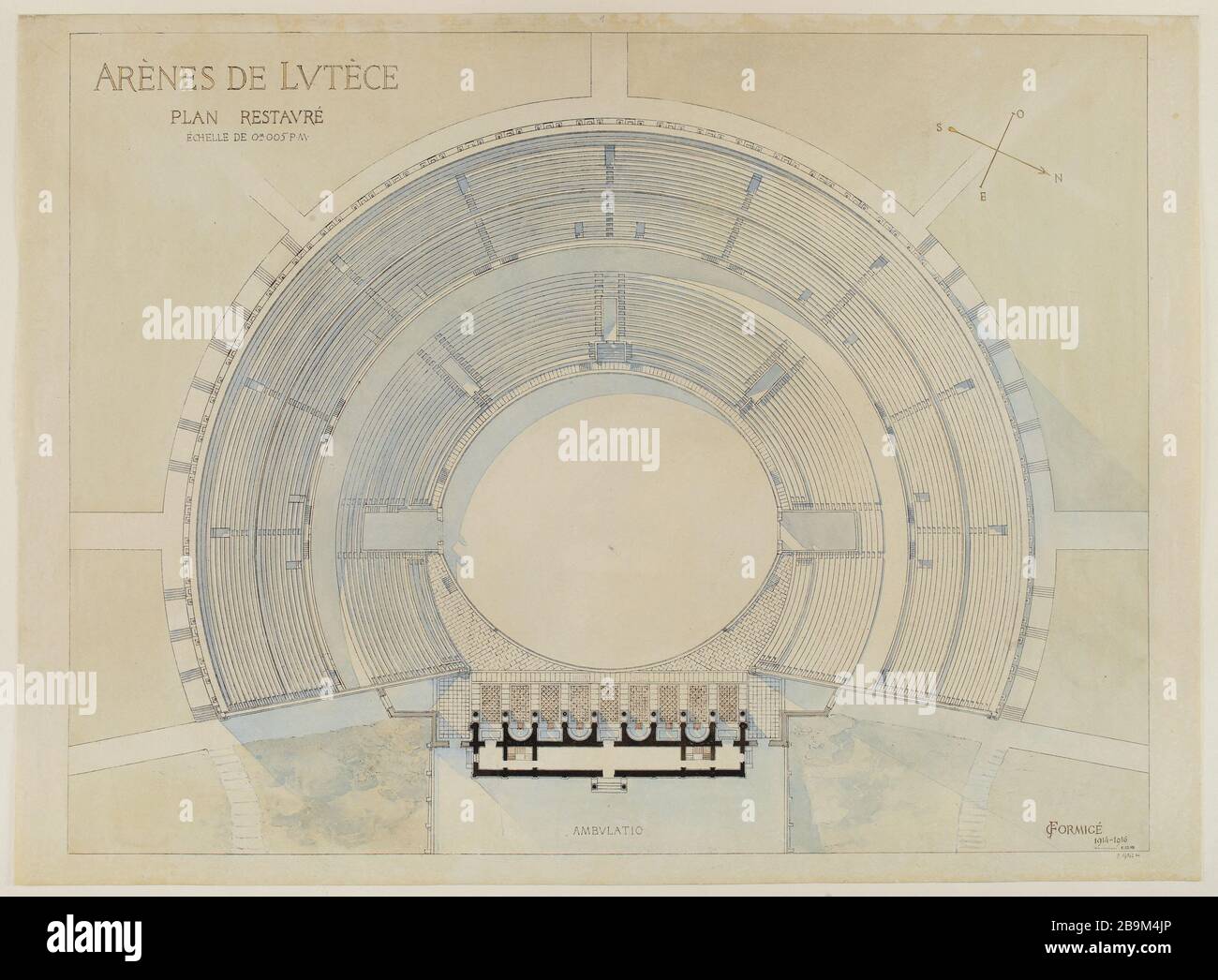 Arena de Lutece restored plan. Arena Lutèce, reconstitution of the map ...