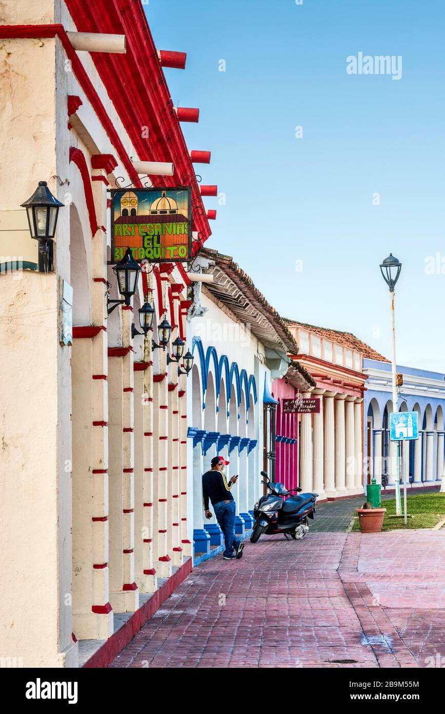Collonades at Spanish Colonial style houses at Avenida Chazaro in ...