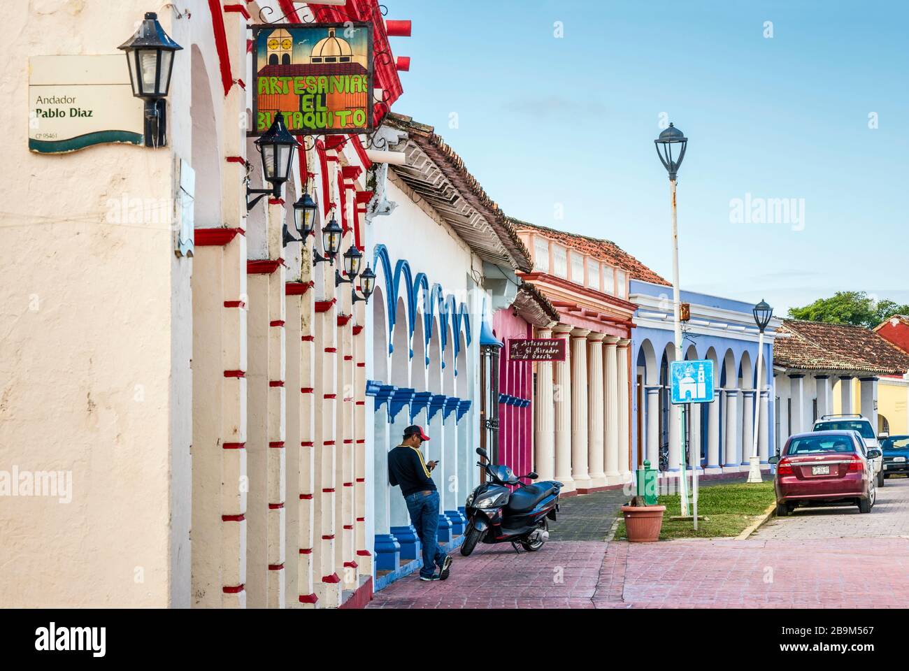 Collonades at Spanish Colonial style houses at Avenida Chazaro in ...