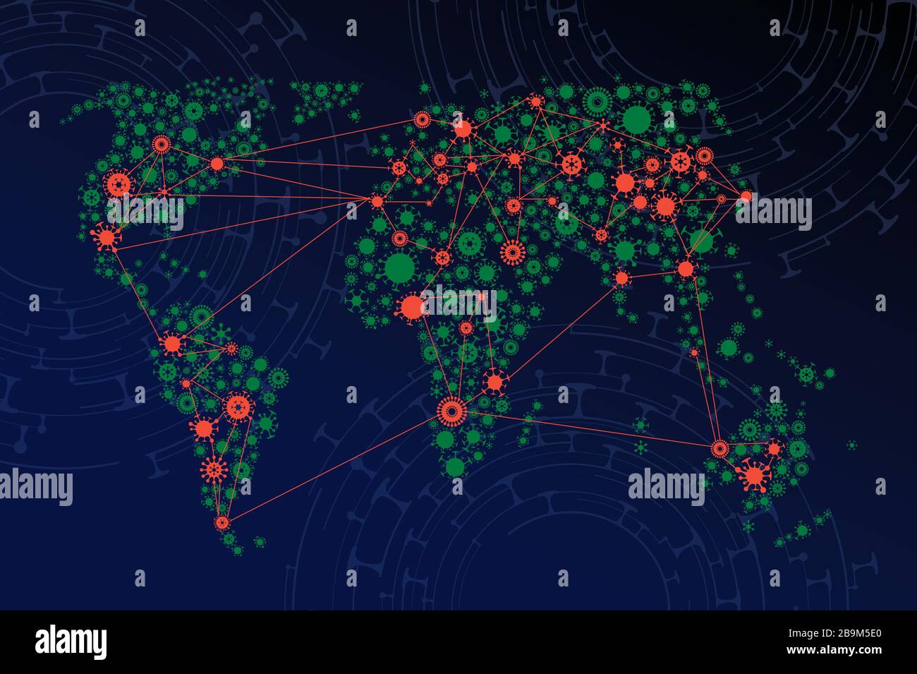 Vector world map made of virus shape silhouettes Stock Vector Image ...