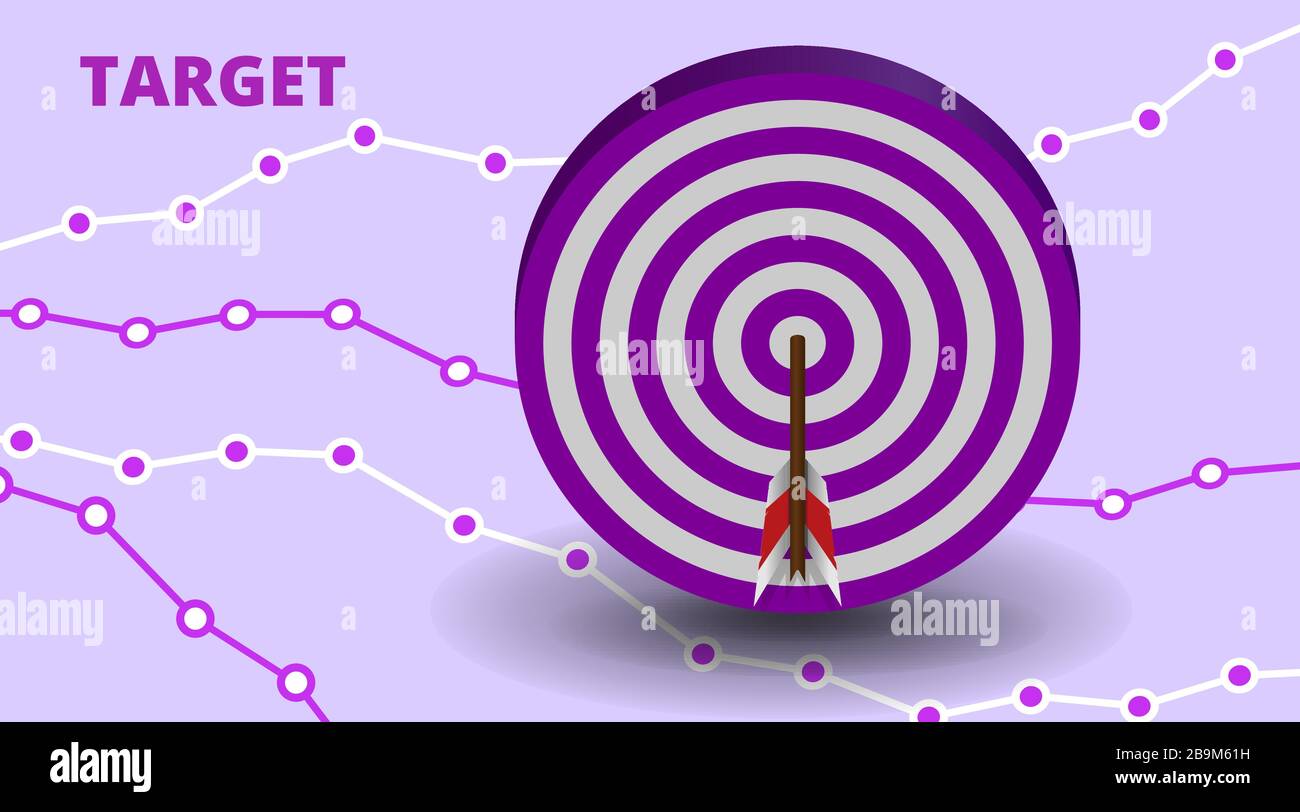 Vector realistic illustration with target financial goal concept ...