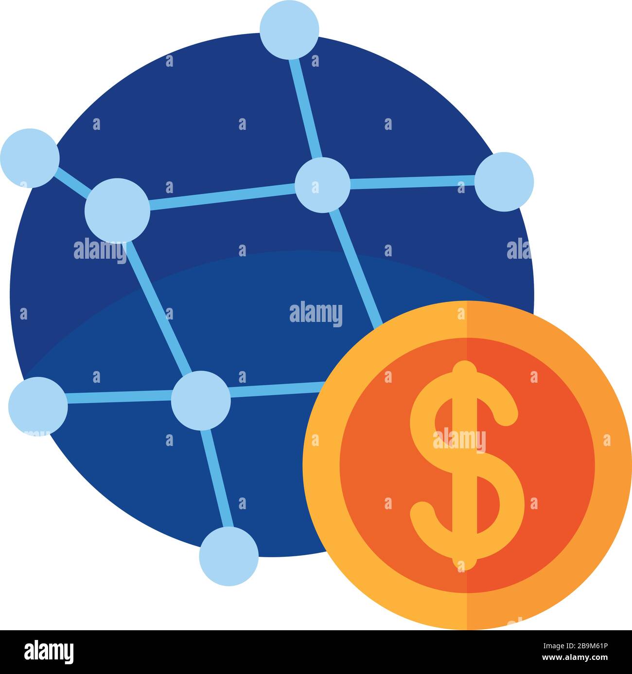 coin money with sphere planet payment online flat style Stock Vector ...