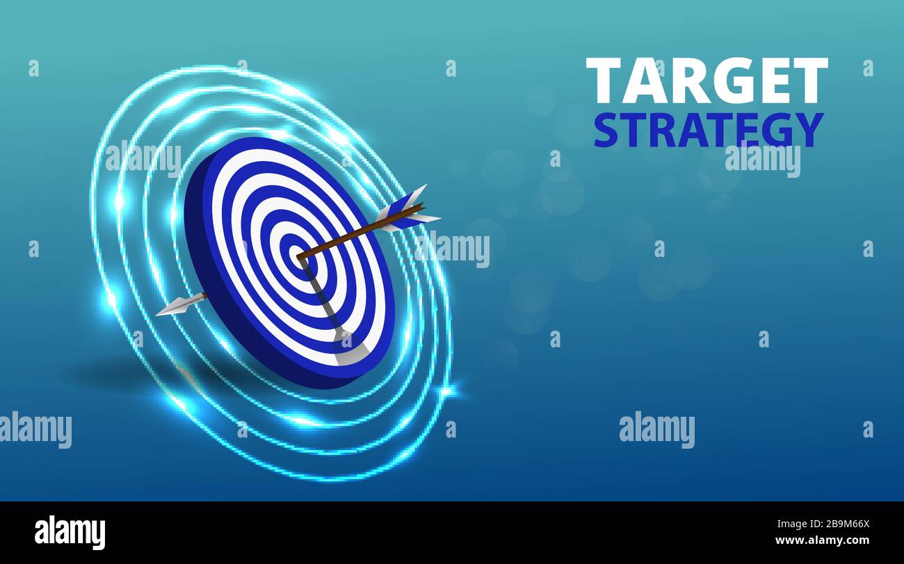 Vector realistic illustration with target financial goal concept ...