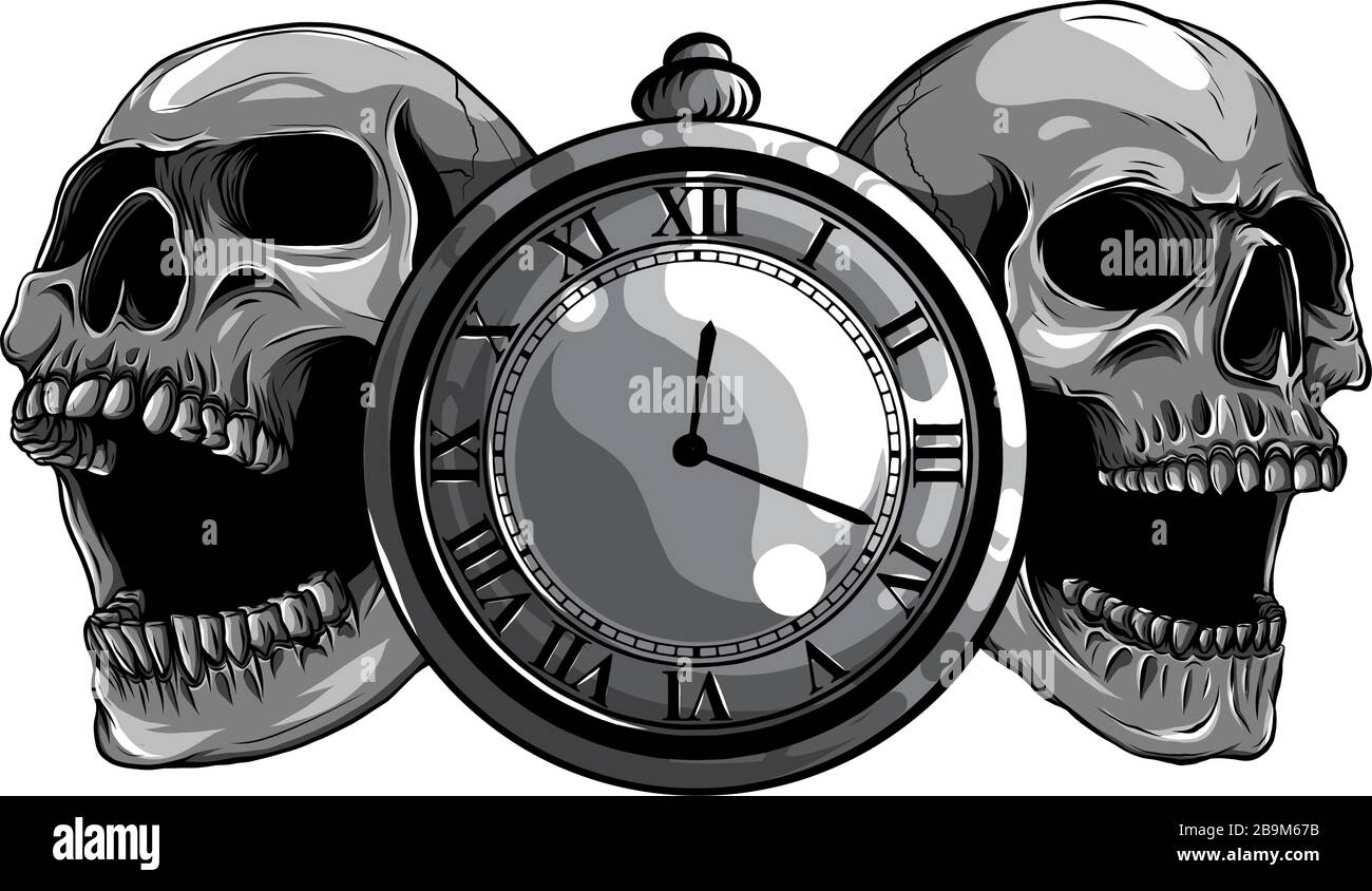 monochromatic Antique pocket watch. Vector vintage engraved ...