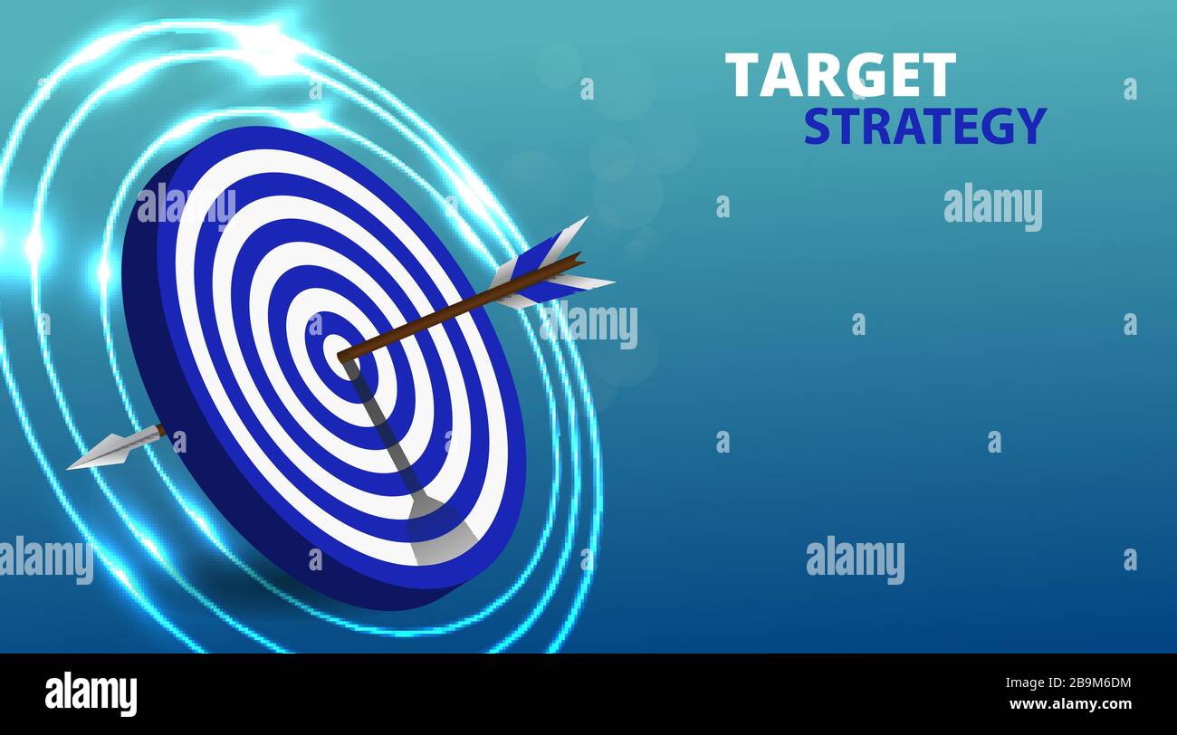 Vector realistic illustration with target financial goal concept ...