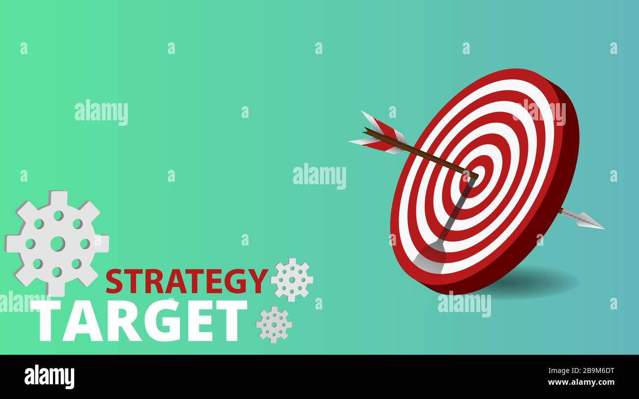 Vector realistic illustration with target financial goal concept ...