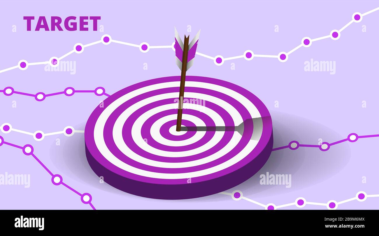 Vector realistic illustration with target financial goal concept ...