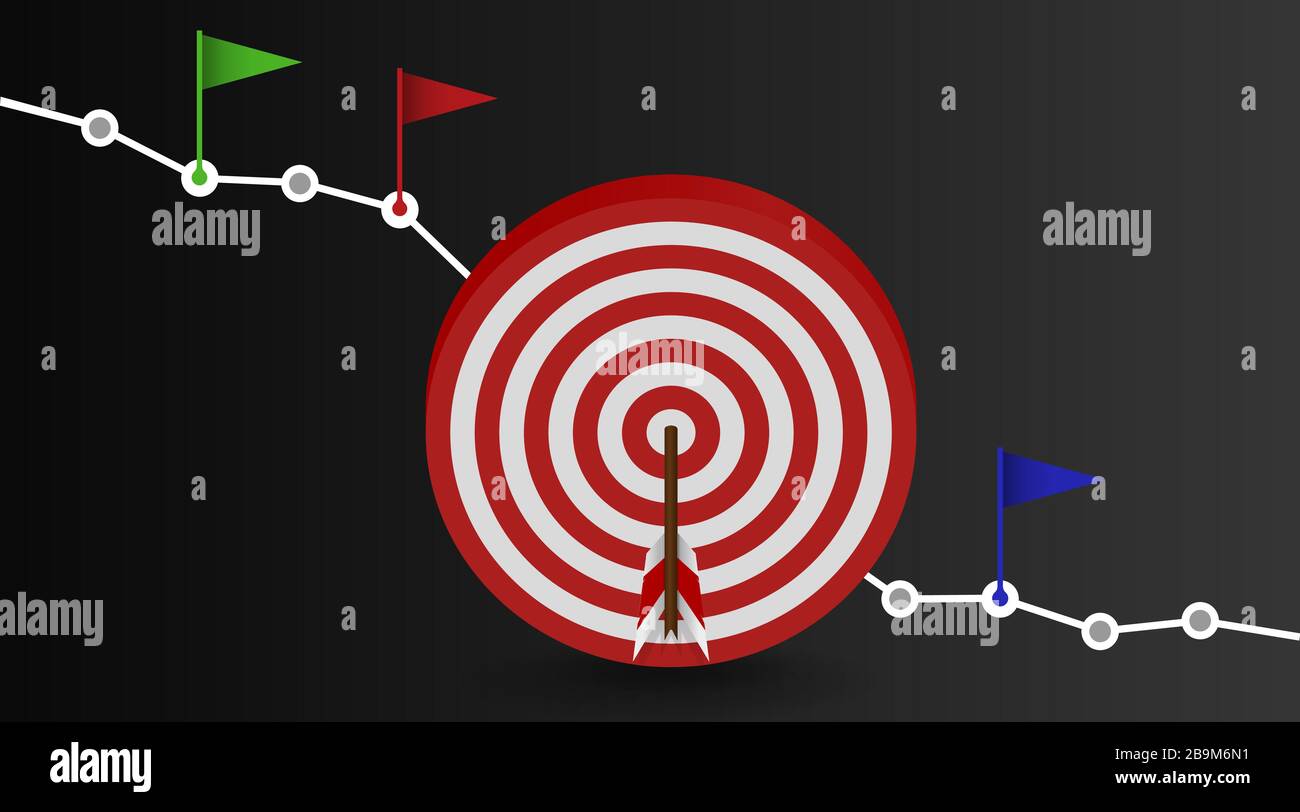 Vector realistic illustration with target financial goal concept ...