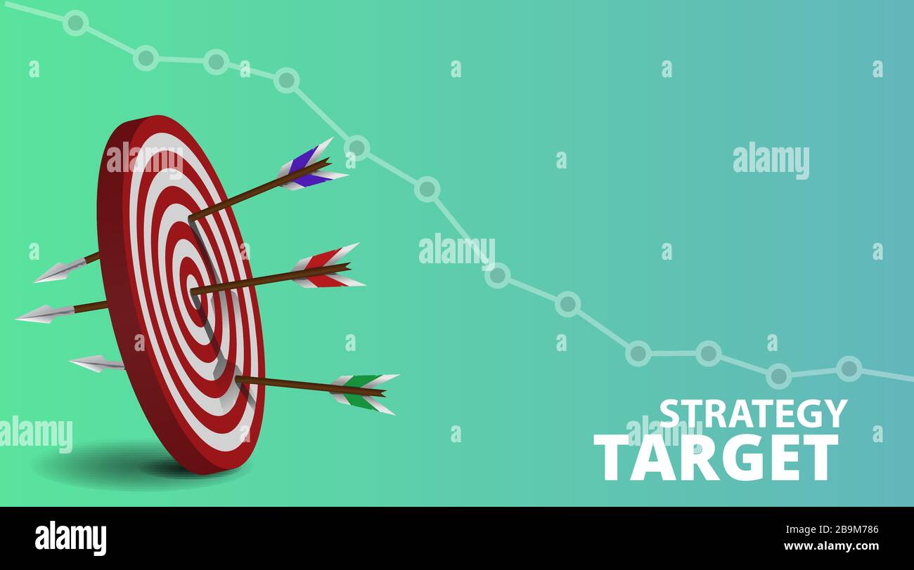 Vector realistic illustration with target financial goal concept ...