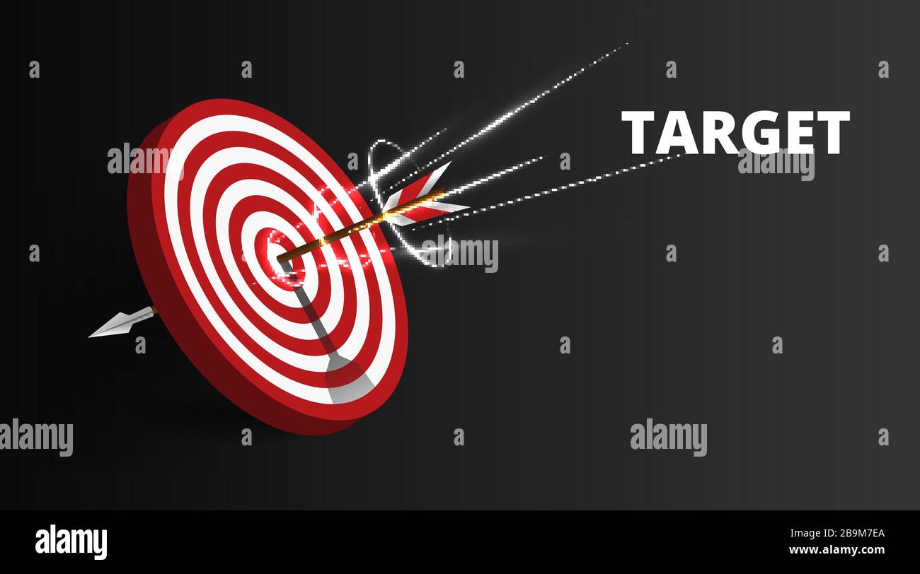 Vector realistic illustration with target financial goal concept ...