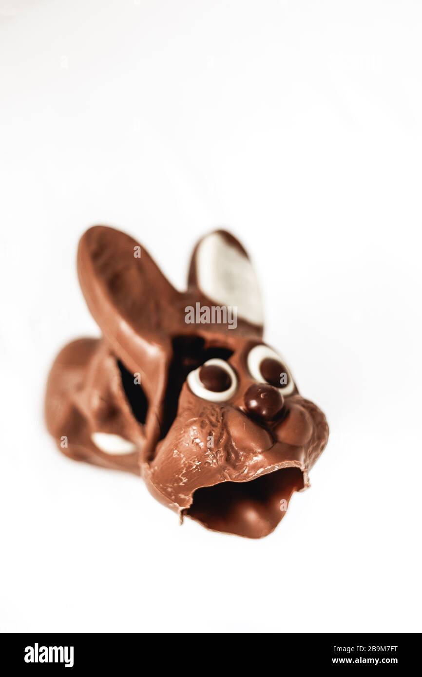 Broken chocolate easter bunny hi-res stock photography and images - Alamy