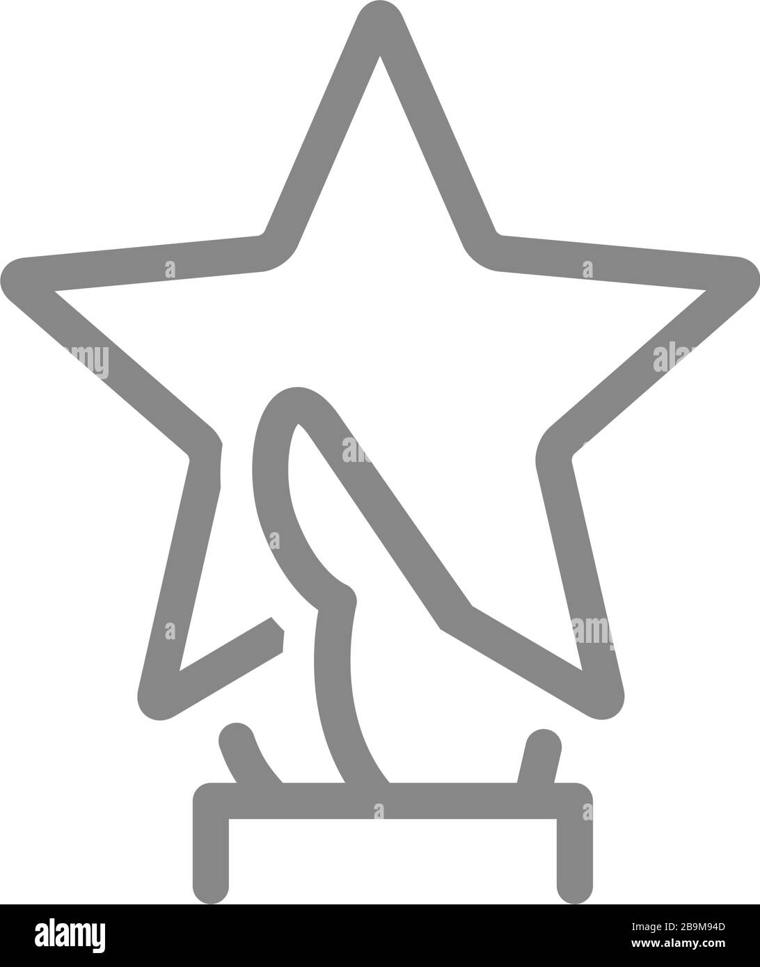 Hand holds star line icon. Customer review, add to favorites, share a ...