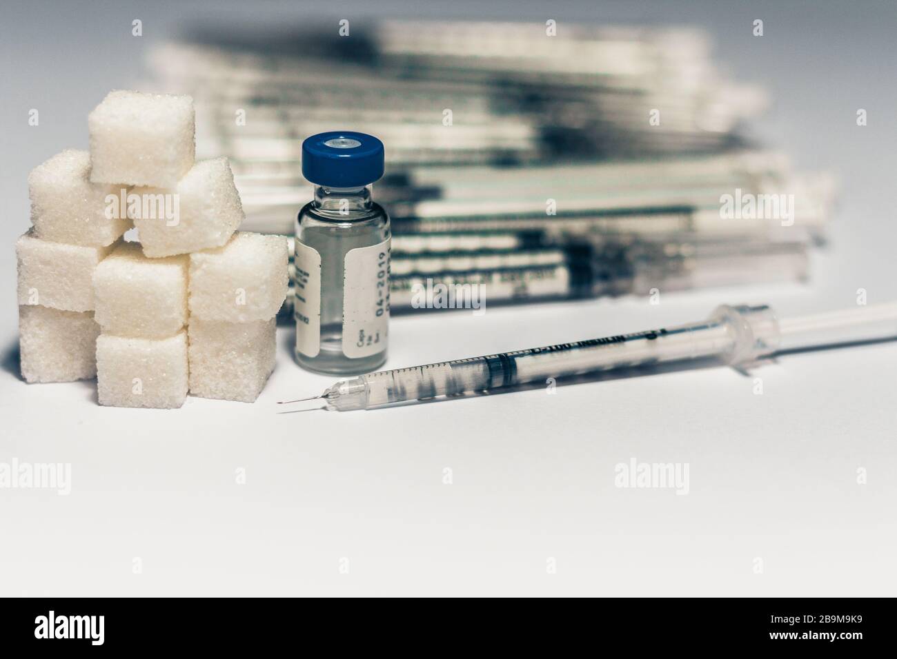 bottle of insulin for diabetes and injection syringe, healthcare ...