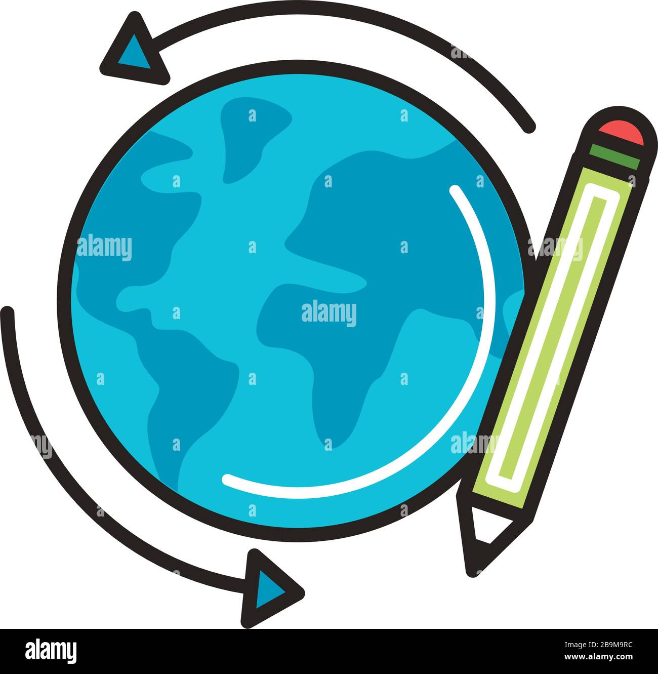 world planet with pencil line and fill style Stock Vector Image & Art ...