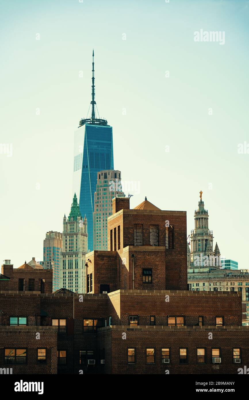 A group of downtown skyscraper buildings in New York City Stock Photo ...