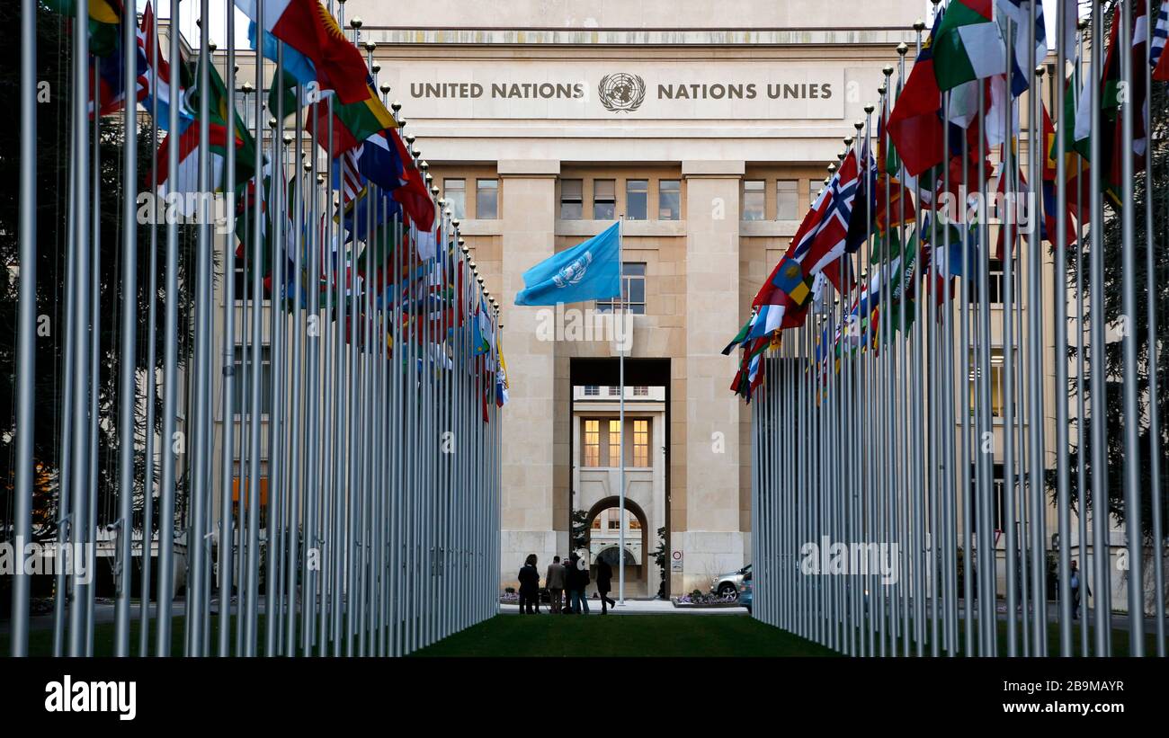 The United Nations Office at Geneva, located in the Palais des Nations building constructed for ...