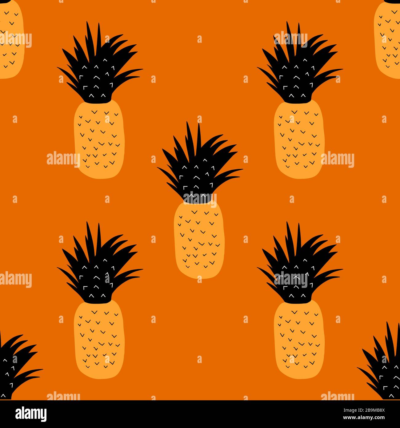 Seamless Pattern orange pineapple orange background cartoon style Stock ...
