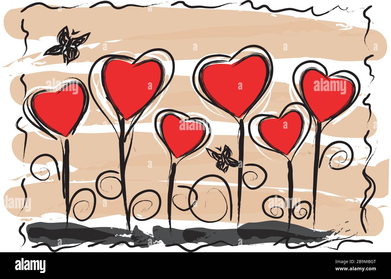 Flower heart butterfly in Stock Vector Images - Alamy