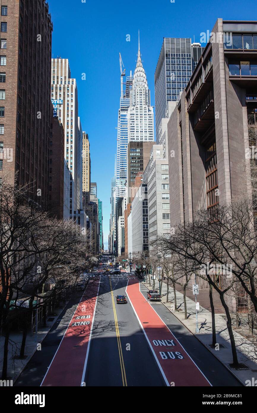 New York, USA. 24th Mar, 2020. Empty streets in Manhattan during the ...