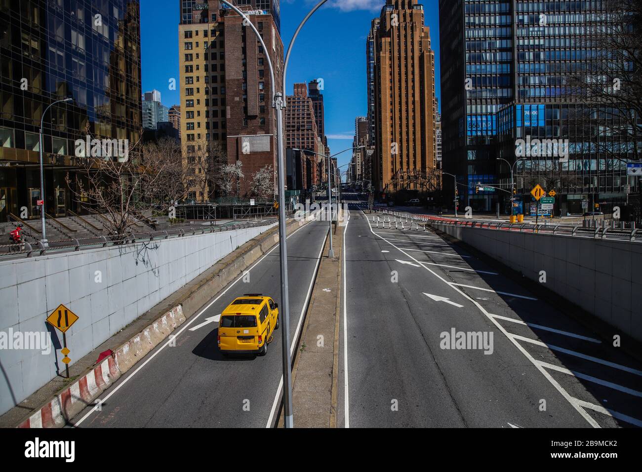 New York, USA. 24th Mar, 2020. Empty streets in Manhattan during the ...