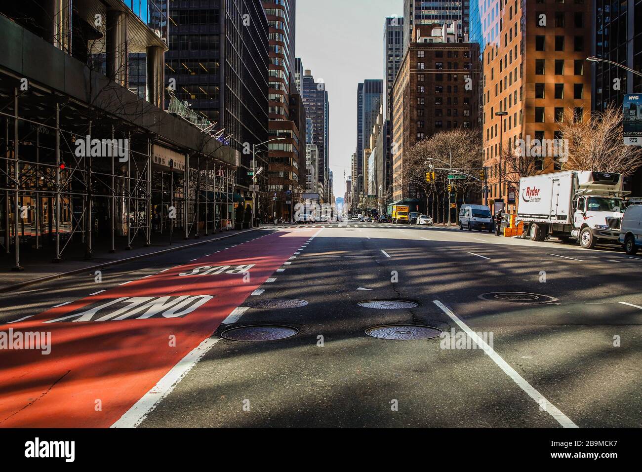 New York, USA. 24th Mar, 2020. Empty streets in Manhattan during the ...