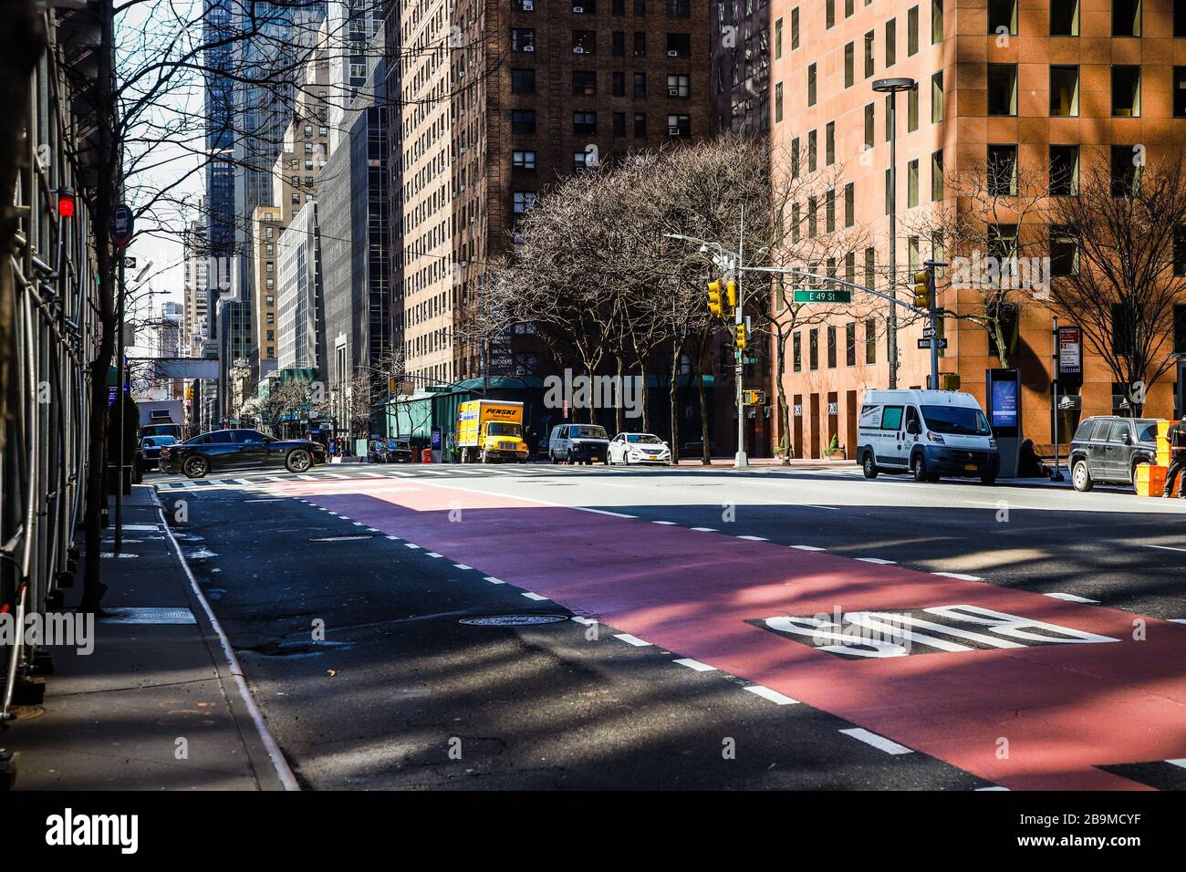 New York, USA. 24th Mar, 2020. Empty streets in Manhattan during the ...