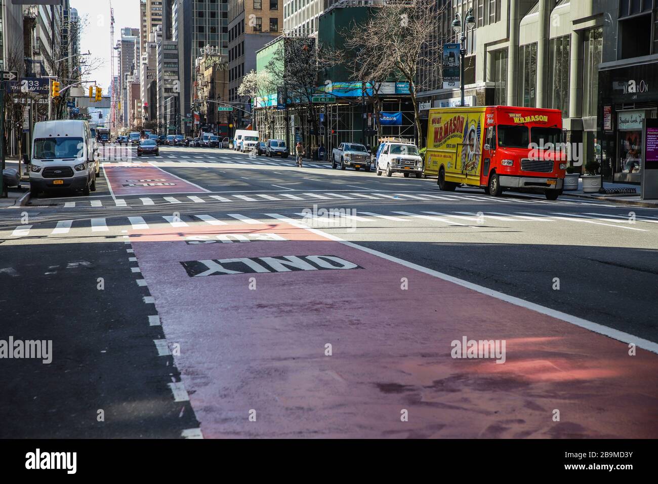 New York, USA. 24th Mar, 2020. Empty streets in Manhattan during the ...