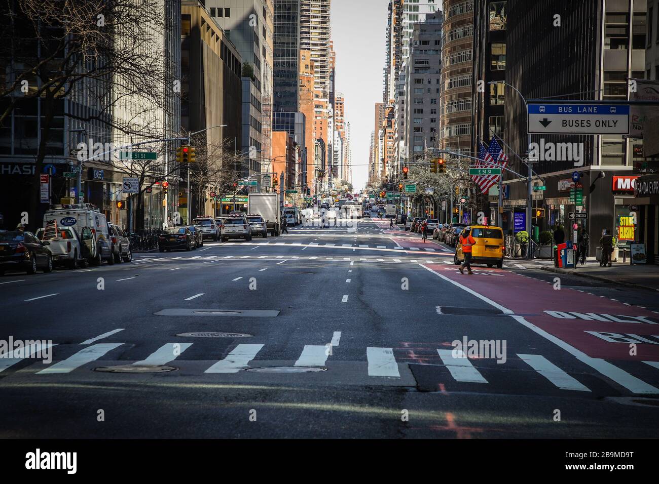 New York, USA. 24th Mar, 2020. Empty streets in Manhattan during the ...