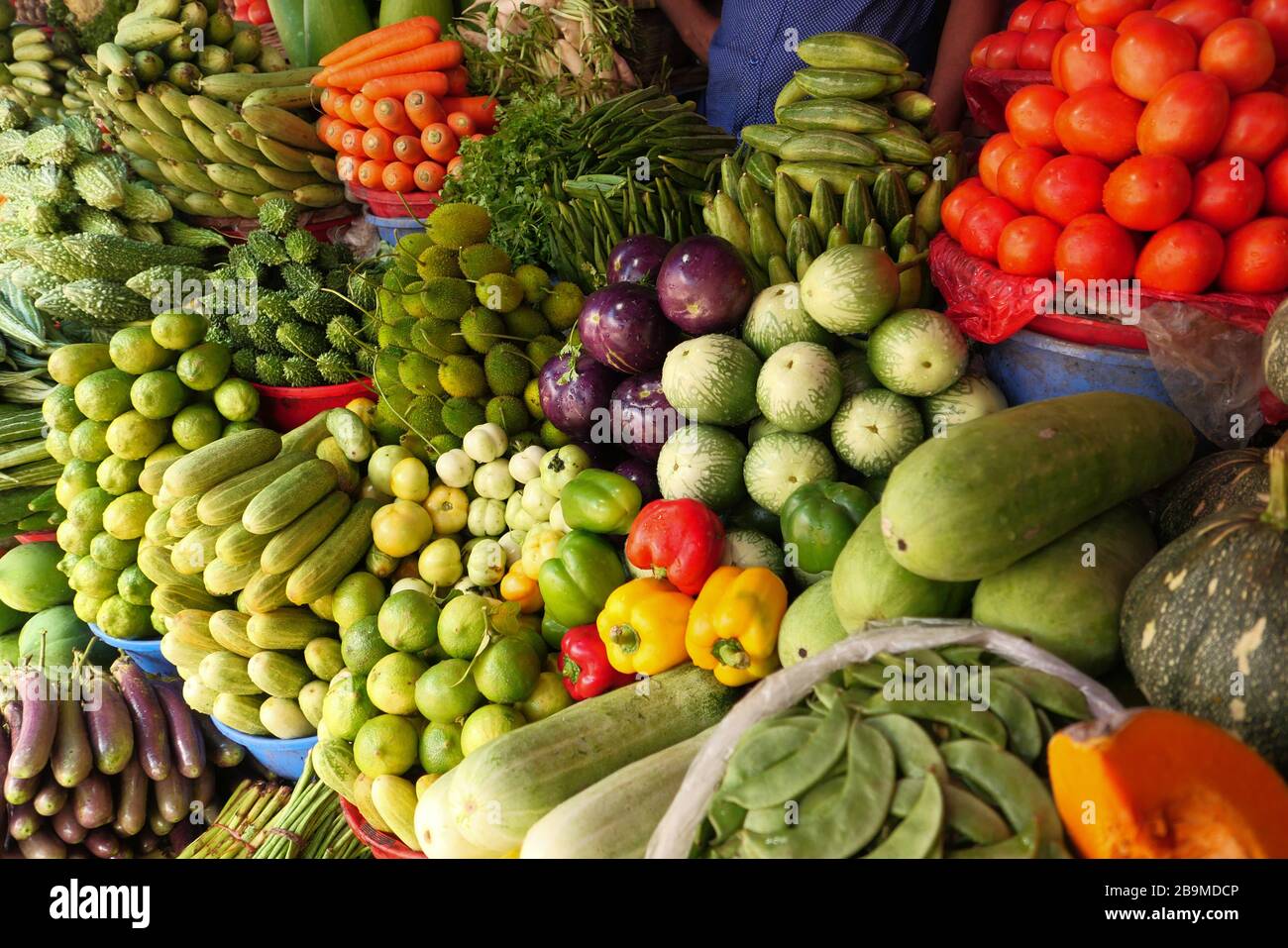 fresh green vegetable display for sale at local market Stock Photo - Alamy