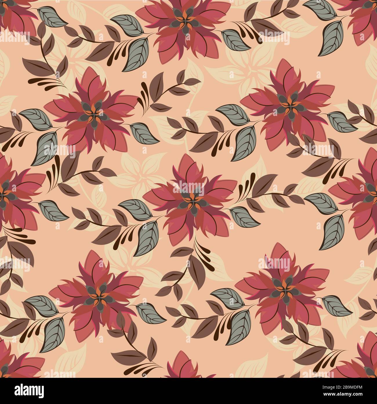 Vector spring abstract background flowers seamless pattern Stock Vector ...