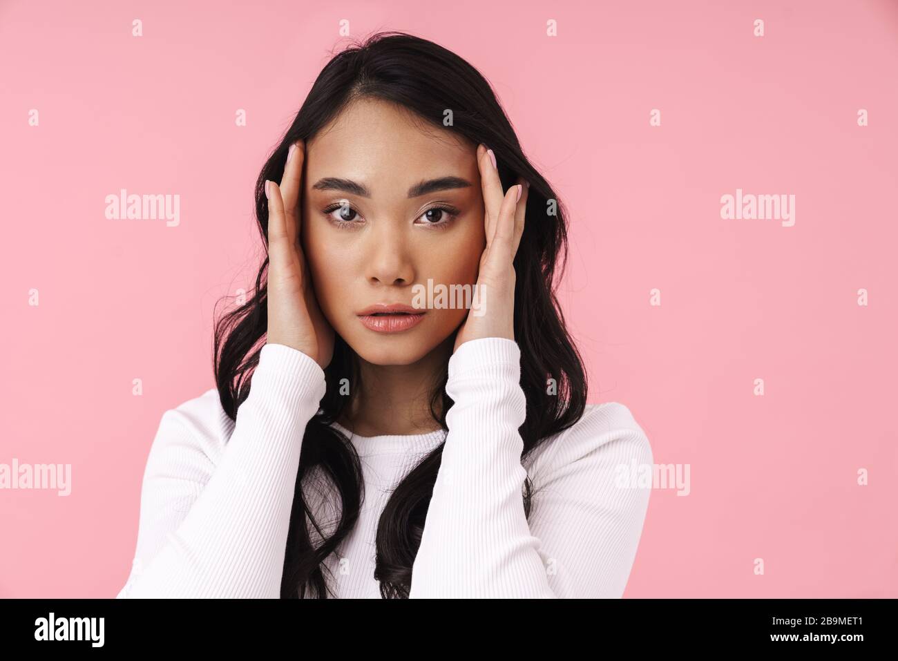 Attractive Young Asian Woman Wearing Casual Clothes Standing Isolated