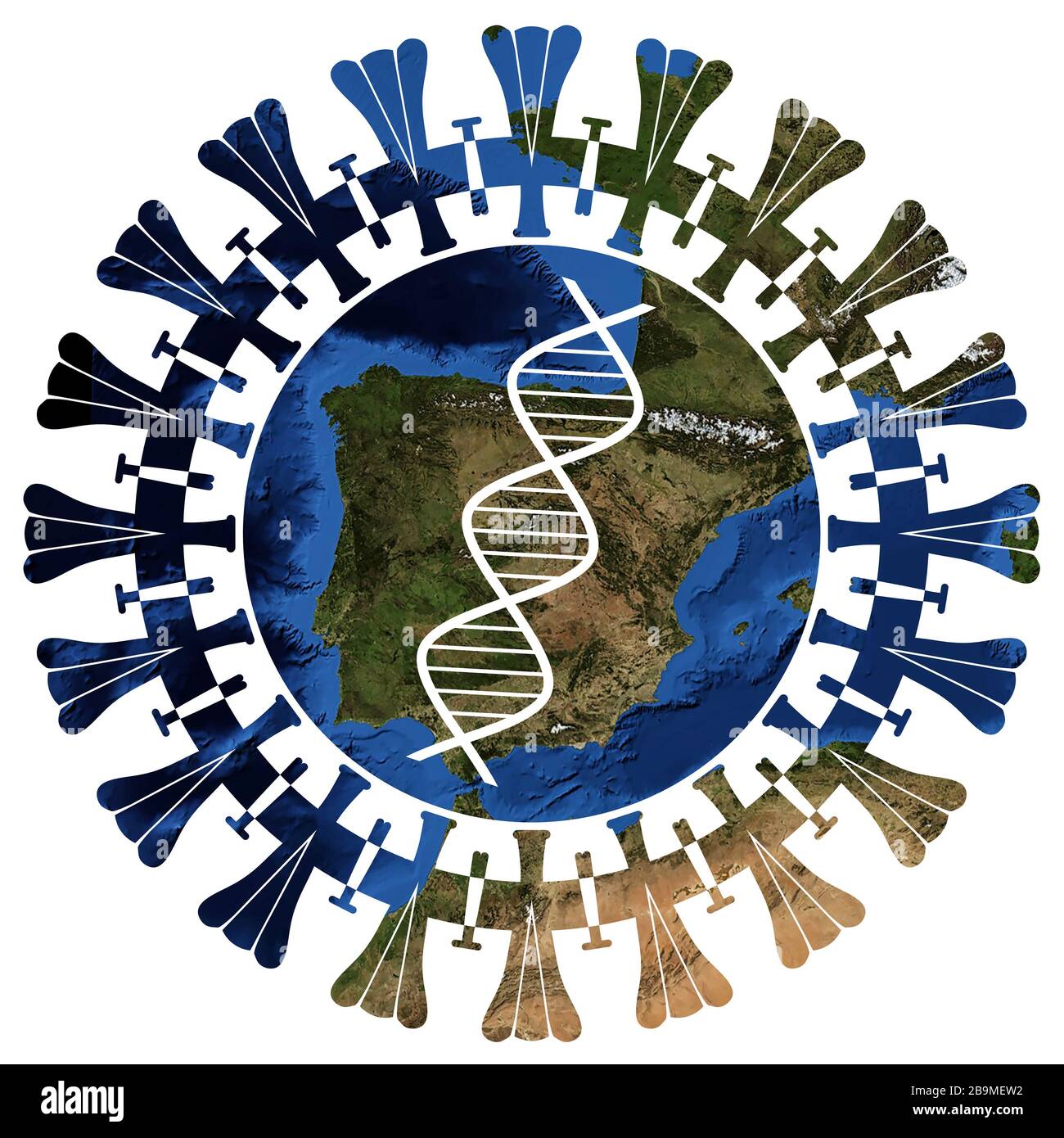 Corona virus above Spain Corona graphics combined with a map of Spain ...