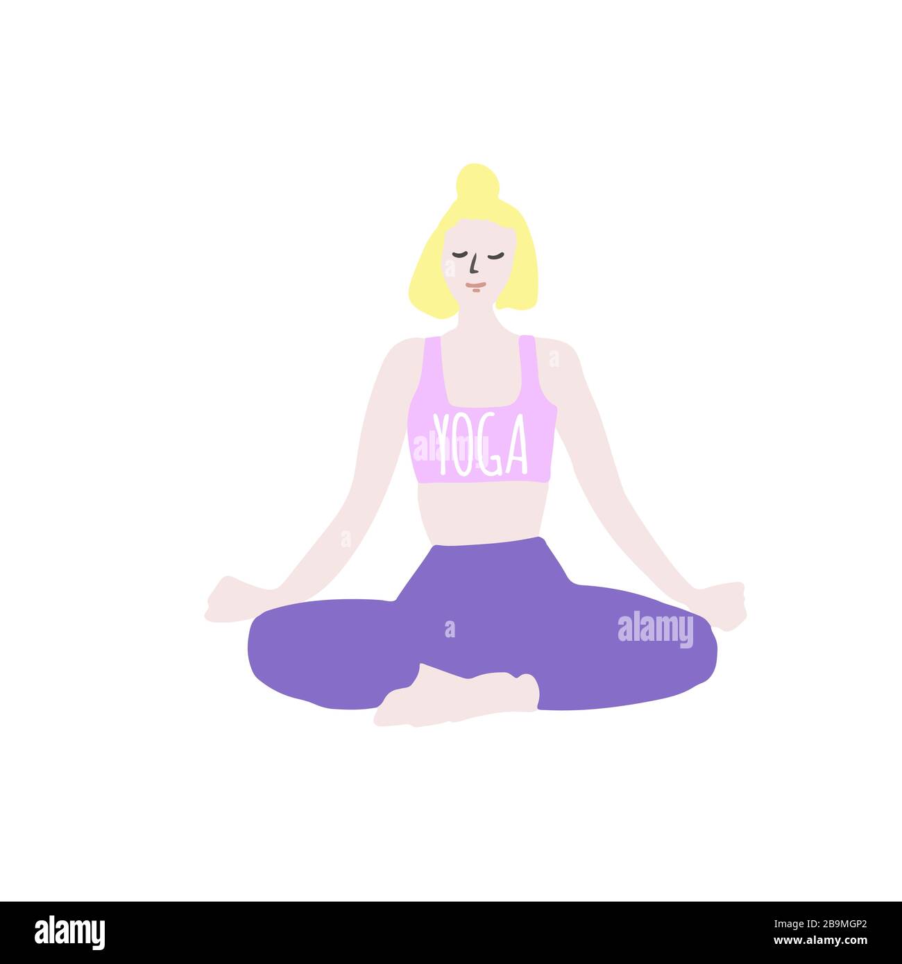 Girl doing yoga cartoon style isolated on white background Stock Vector ...