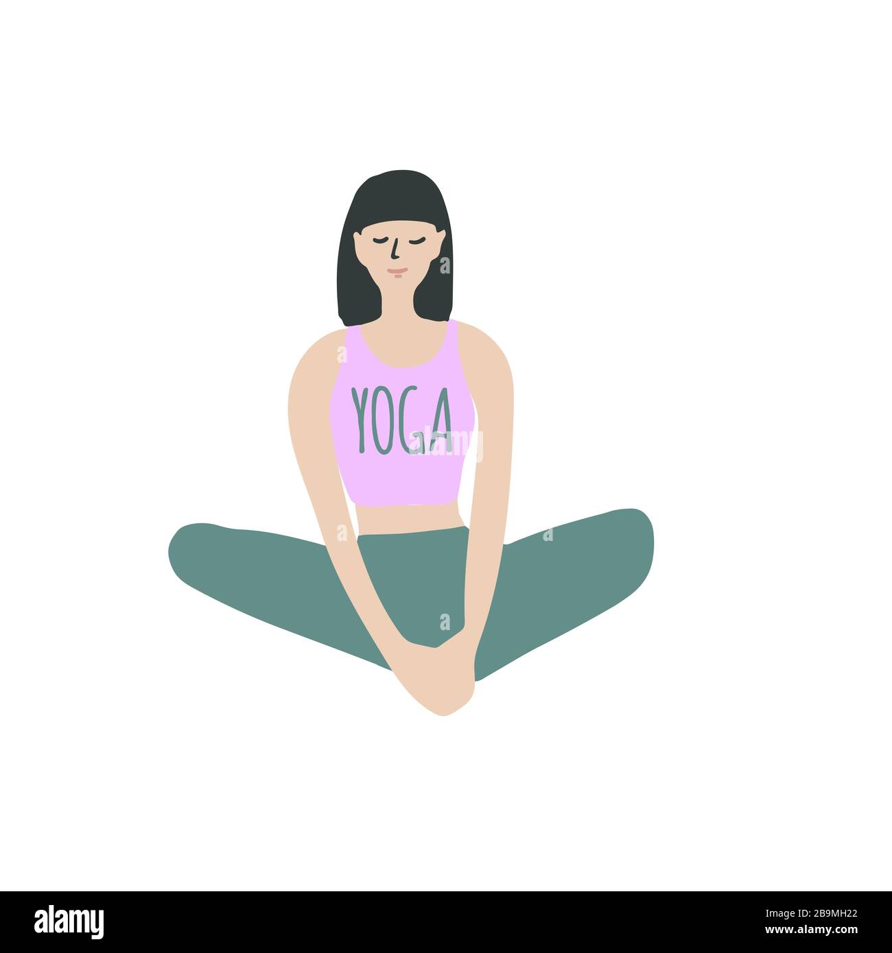 Girl doing yoga cartoon style isolated on white background Stock Vector ...